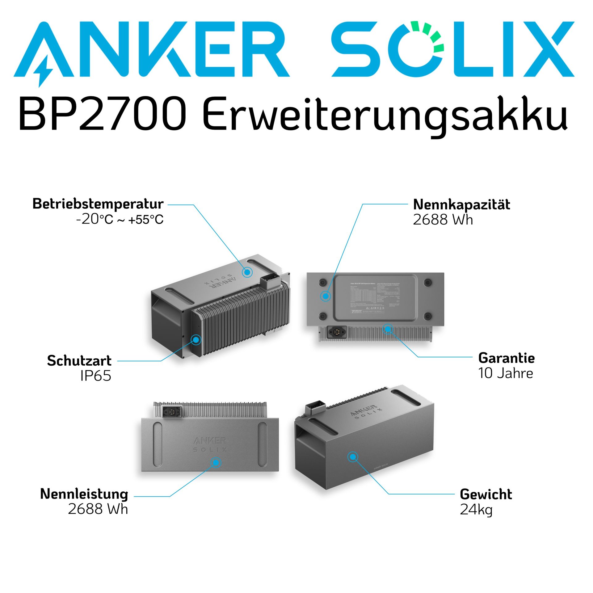 Anker Solix Solarbank 3 Pro Set 1000 Wp — 500 Wp (Full Black) / 2 ...
